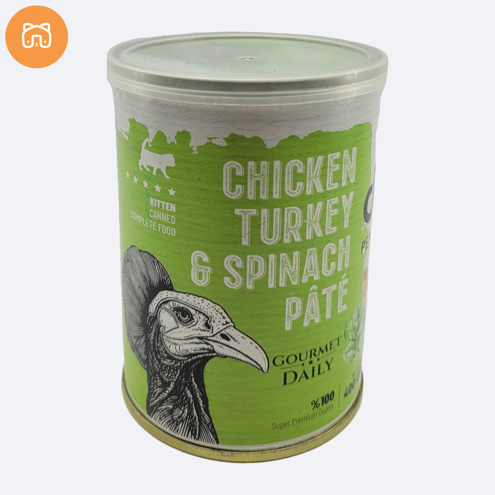 کنسرو پته گوشت بوقلمون و مرغ و اسفناج و کلم مخصوص بچه گربه برند dps وزن ...